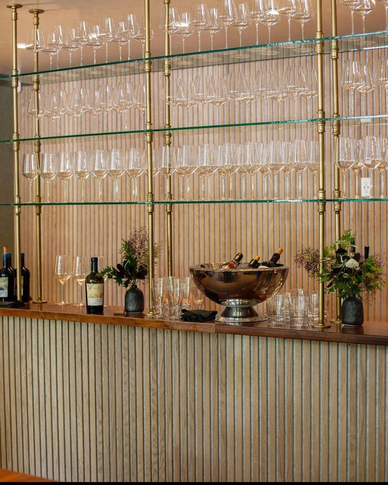 Counter to Ceiling Brass Shelves for Bar or Kitchen With Double Rail ...