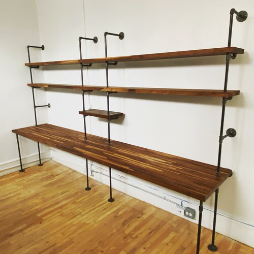 Butcher Block Corner L-shaped Desk Built-in - Etsy