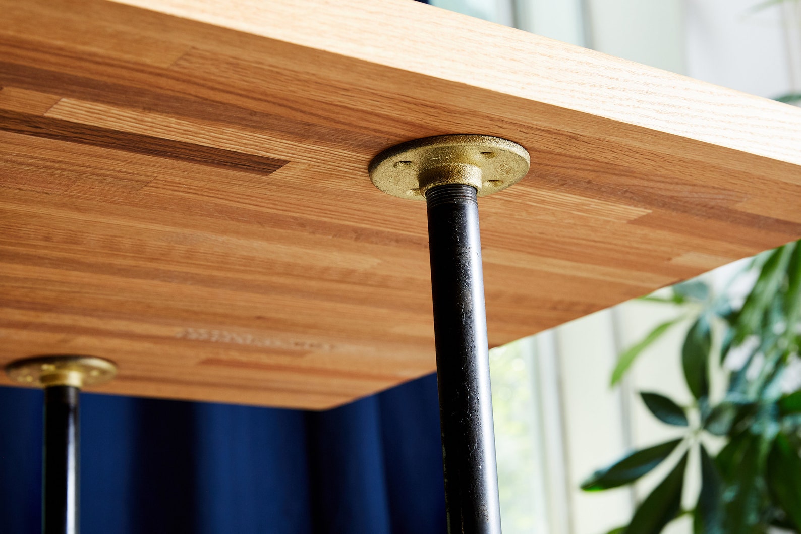 Butcher Block Standing Desk Black Pipe and Brass - Etsy