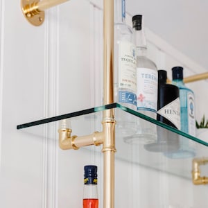 Modern Counter Standing Brass Shelves for Bar or Kitchen (custom) - Etsy