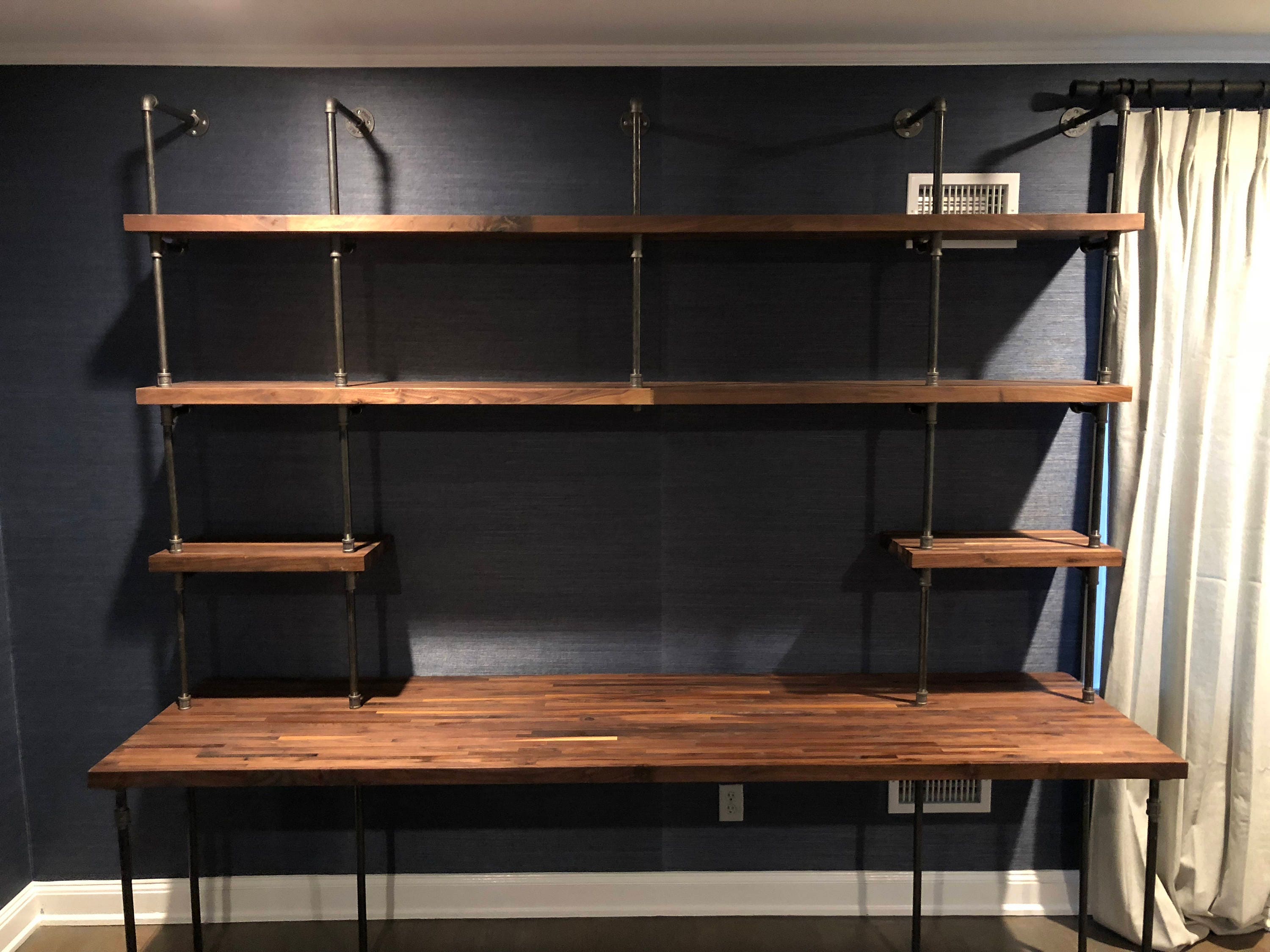 Custom Butcher Block Office Desk Built-in - Etsy