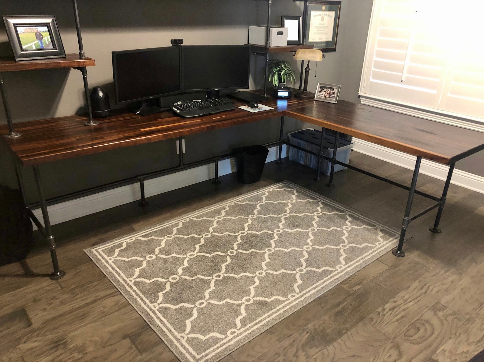 Butcher Block Corner L-shaped Desk Built-in - Etsy