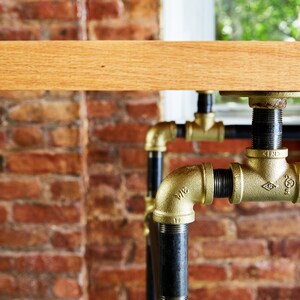 Butcher Block Standing Desk Black Pipe and Brass - Etsy