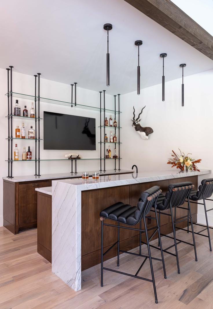 Counter to Ceiling Brass Shelves for Bar or Kitchen With Double Rail ...