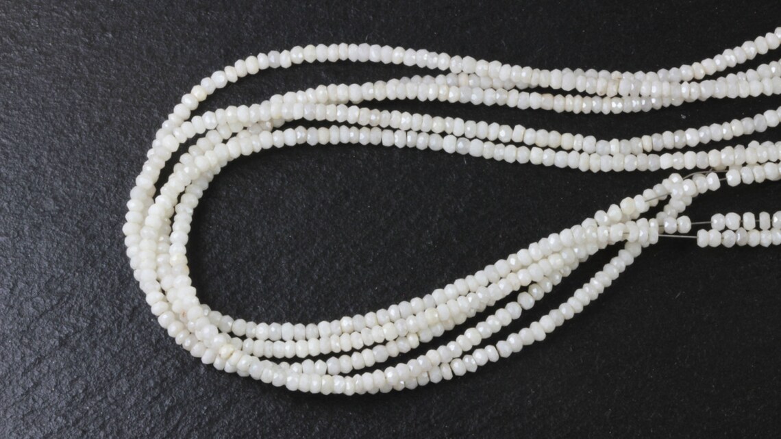 White Silverite Faceted Rondelles Gemstones, AB Coated, 3mm to 3.3mm ...