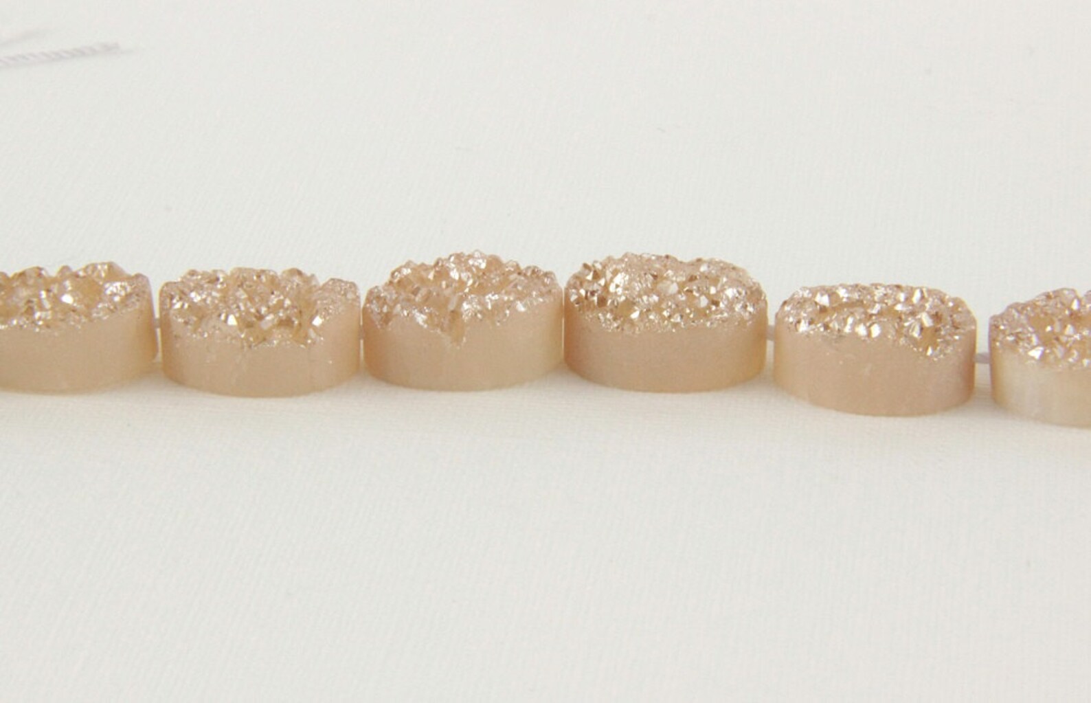 Peach Druzy Quartz Beads, ONE or PAIR, or Four 10.5mm X 14.5mm Metallic ...