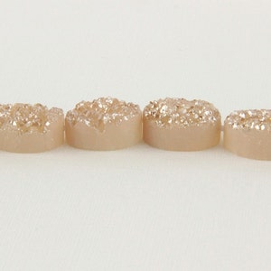 Peach Druzy Quartz Beads, ONE or PAIR, or Four 10.5mm X 14.5mm Metallic ...