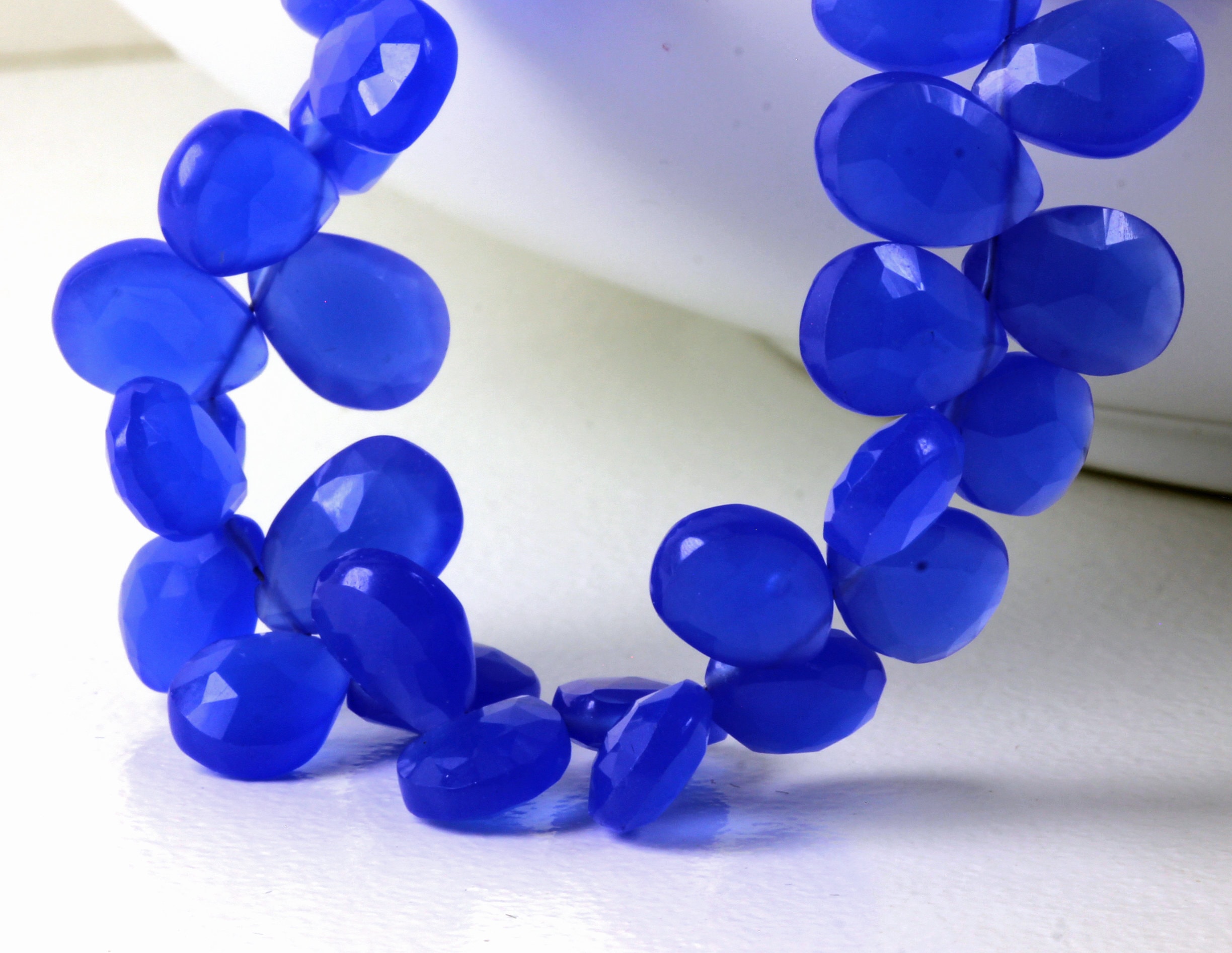 Blue Chalcedony Briolettes Cobalt Blue Pear Briolettes 10mm | Etsy