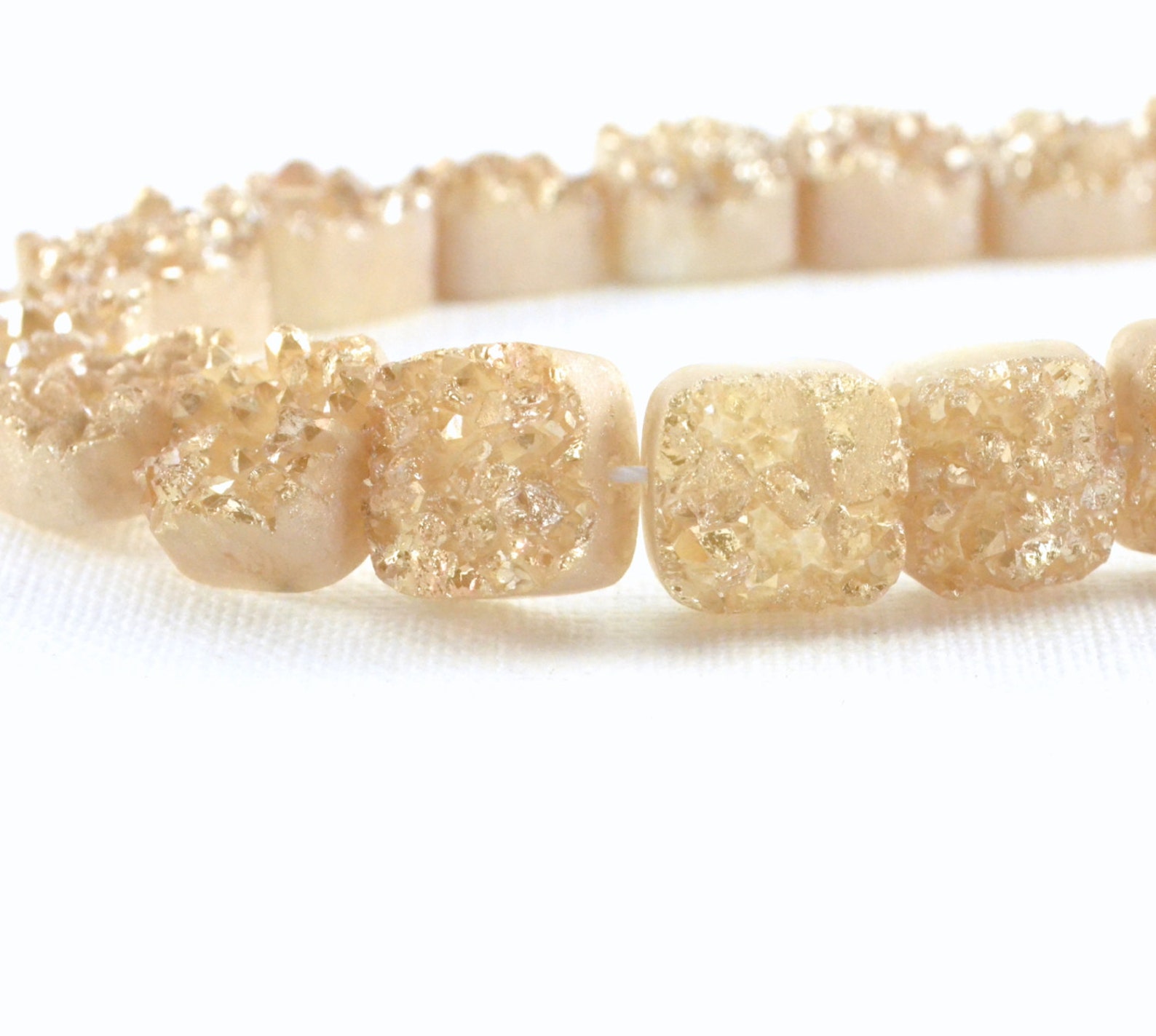 Druzy Quartz Beads Set of 2 or 4 Druzys 10mm Metallic Peach | Etsy