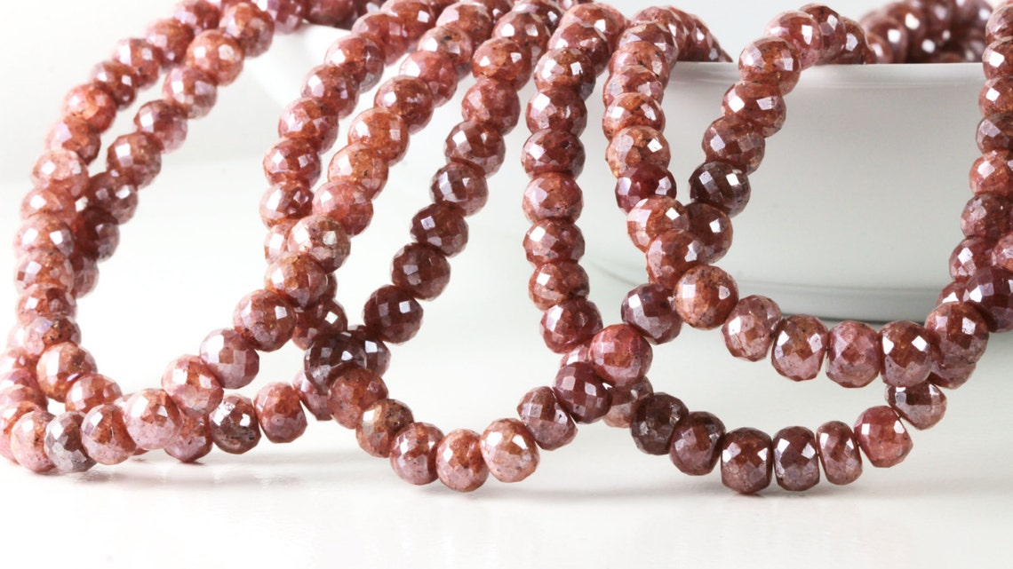 Silverite Faceted Rondelles Gemstones, AB Coated, 7mm to 8mm, Orange ...