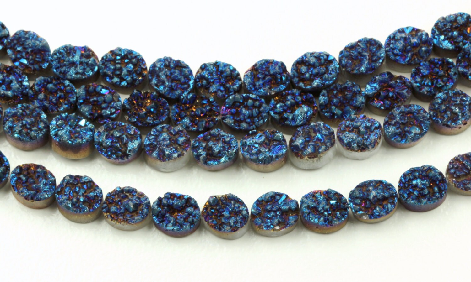 Blue Druzy Quartz Beads, Your Choice of 2 or 4, 8.2mm X 10mm Metallic ...