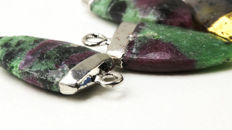 Natural Ruby Zoisite Faceted Dagger Pendant Gemstone/w Silver - Etsy