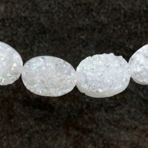 White Druzy Quartz Beads, One, Pair or 4 Stones, 15mm X 20mm Metallic ...