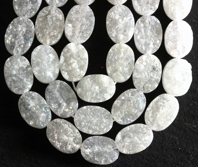 White Druzy Quartz Beads One Pair or 4 Stones 15mm X 20mm - Etsy