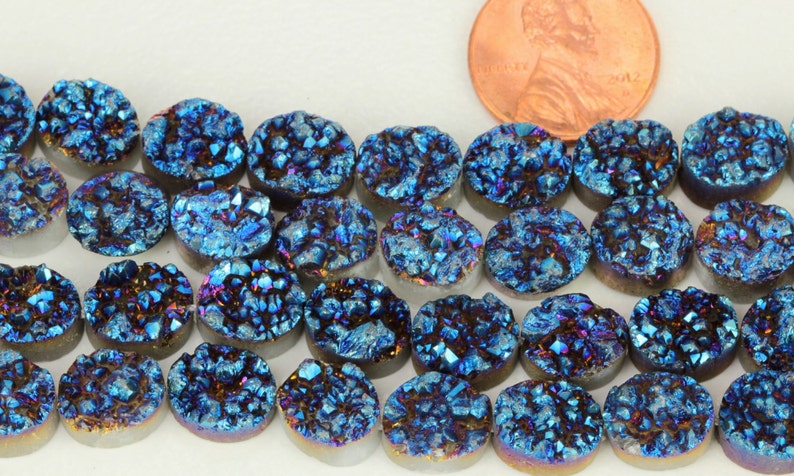 Blue Druzy Quartz Beads Your Choice of 2 or 4 8.2mm X 10mm | Etsy