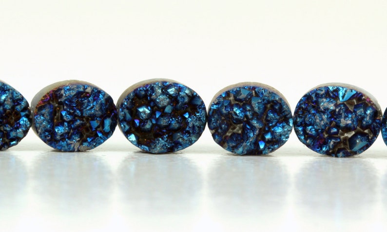 Blue Druzy Quartz Beads Your Choice of 2 or 4 8.2mm X 10mm | Etsy