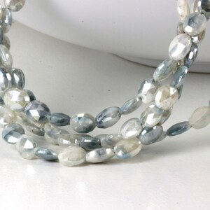 Silverite Faceted Oval Briolettes Gemstones AB Coated, 5mm X 7mm, Blue ...