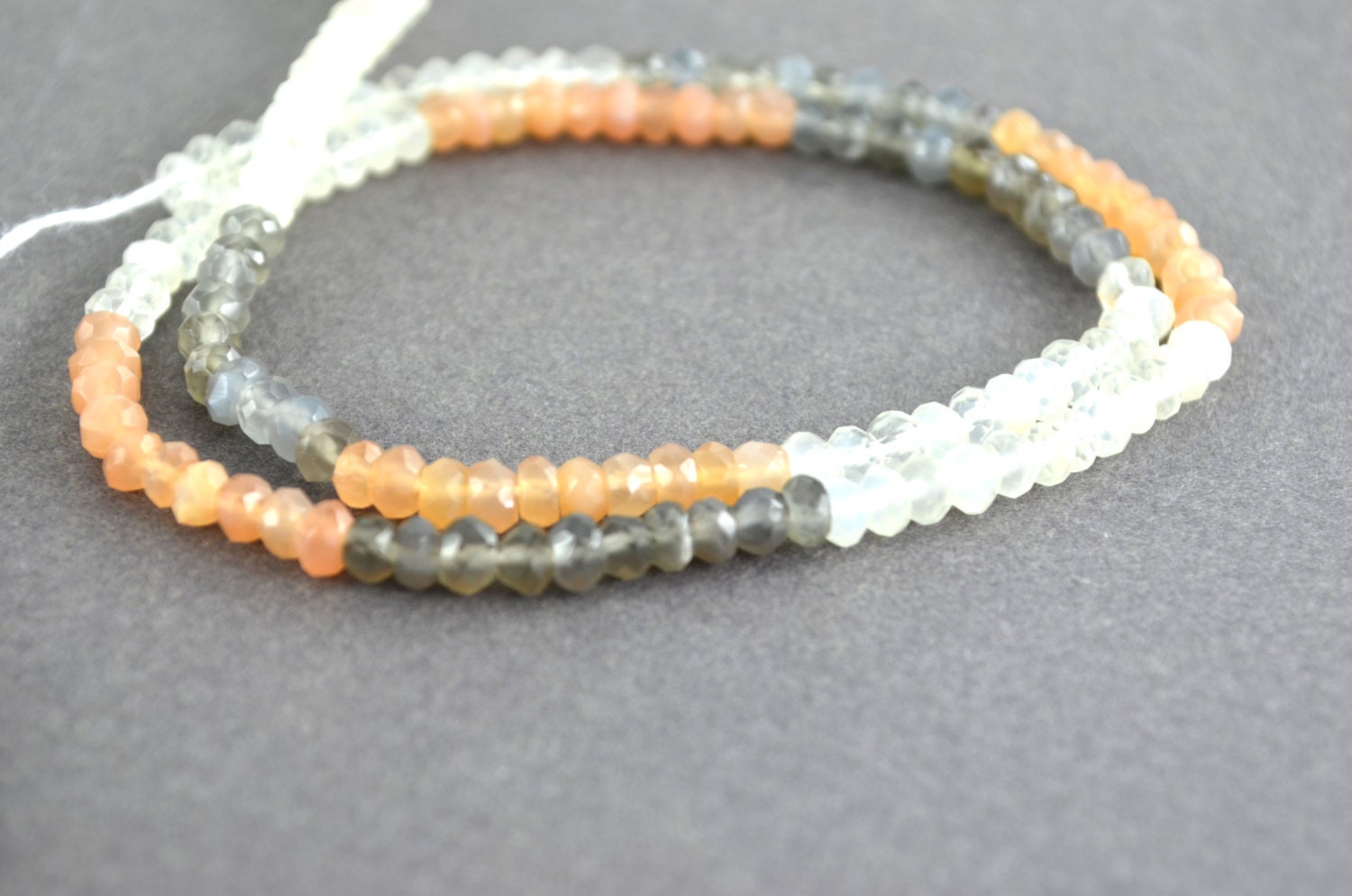 Moonstone Rondelles Multi Moonstone White Grey Peach Moonstone - Etsy