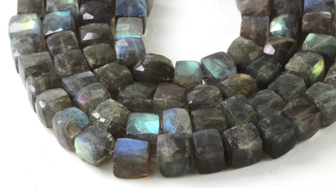 Labradorite Faceted 3D Cube Natural Labradorite, You Choice 1, 2, 4, 6 ...