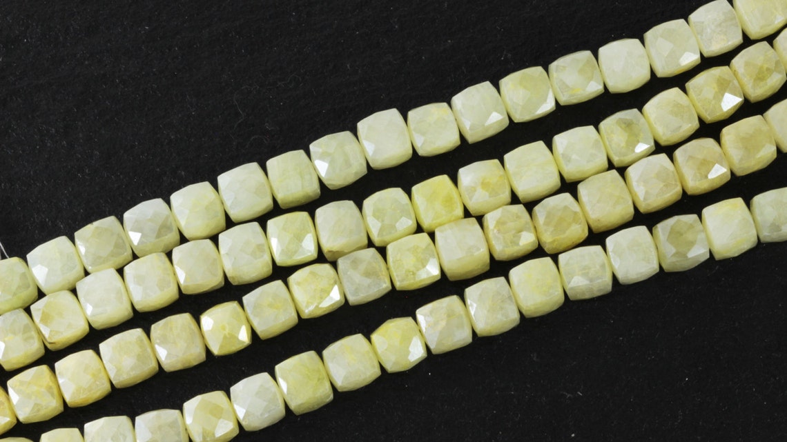 Yellow Silverite 3-D Cubed Gemstones, AB Coated, 8mm to 8.5mm 3-D Cubed ...