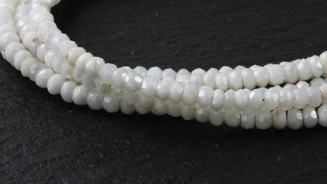 White Silverite Faceted Rondelles Gemstones, AB Coated, 3mm to 3.3mm ...