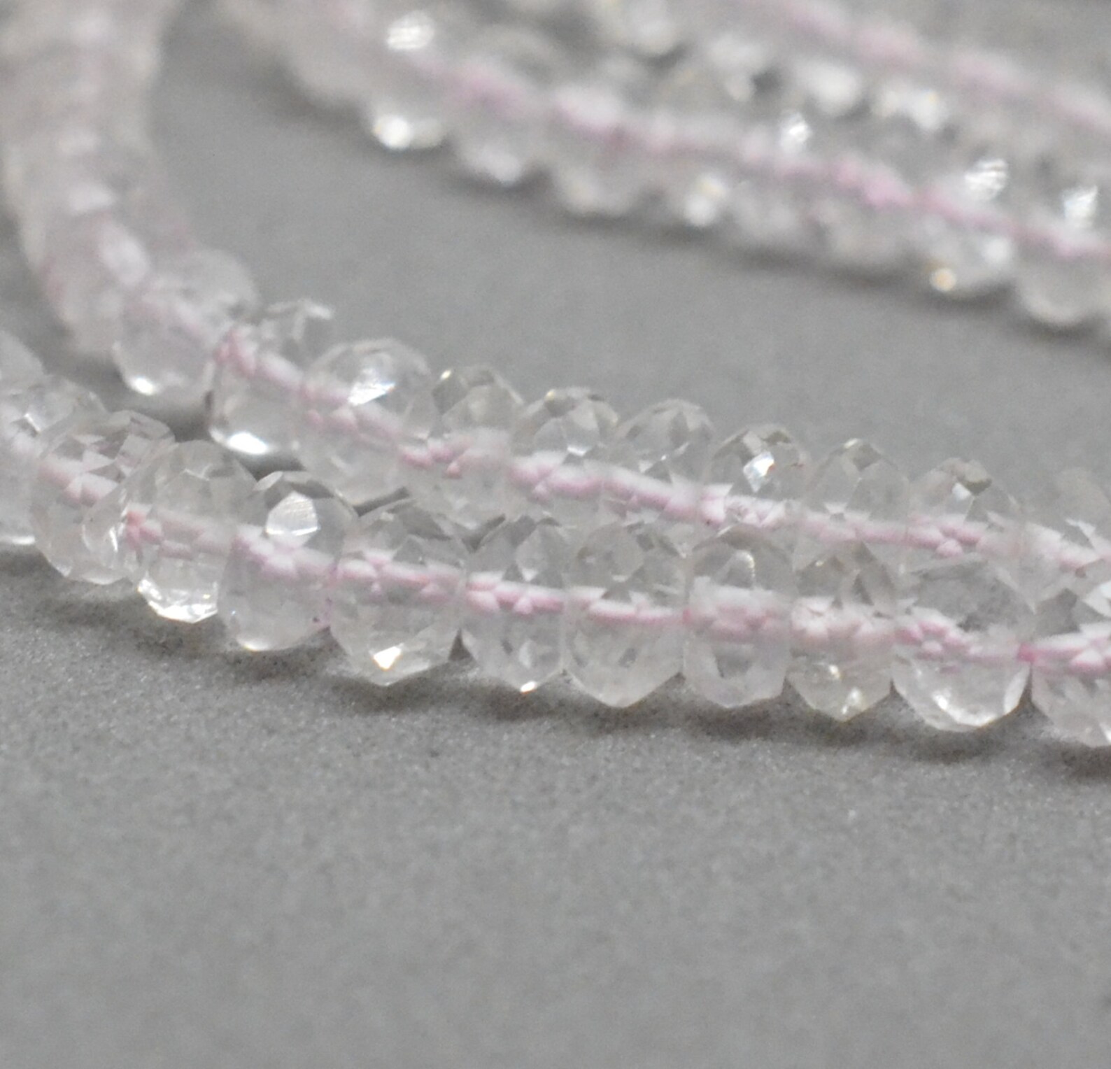 Rose Quartz Rondelles 3mm to 3.5mm Faceted Gemstone Rondelles ...
