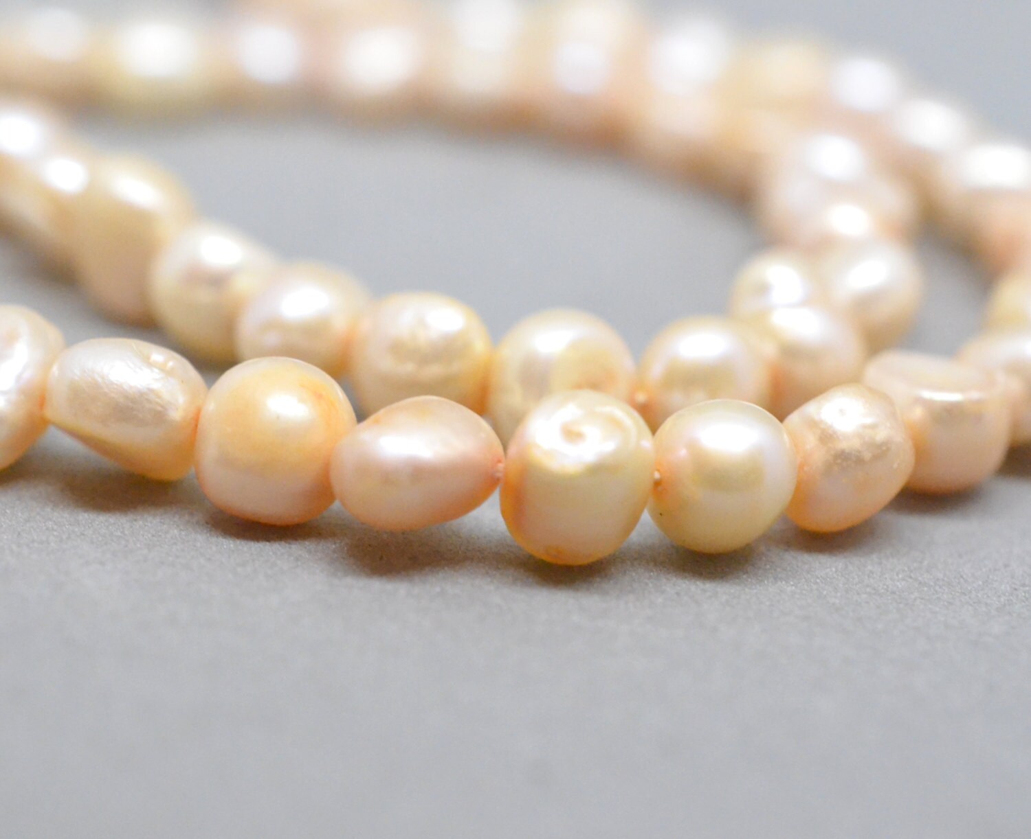 Peach Pearls Freshwater Pearls Round Potato Pearls 9mm to 11mm Half ...