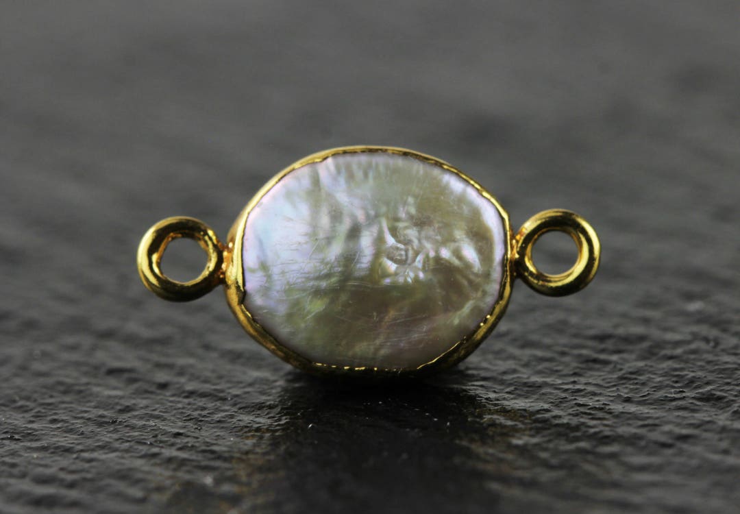 Freshwater Pearl Connectors, Gold Electroplated, ONE Free Form Pendant ...