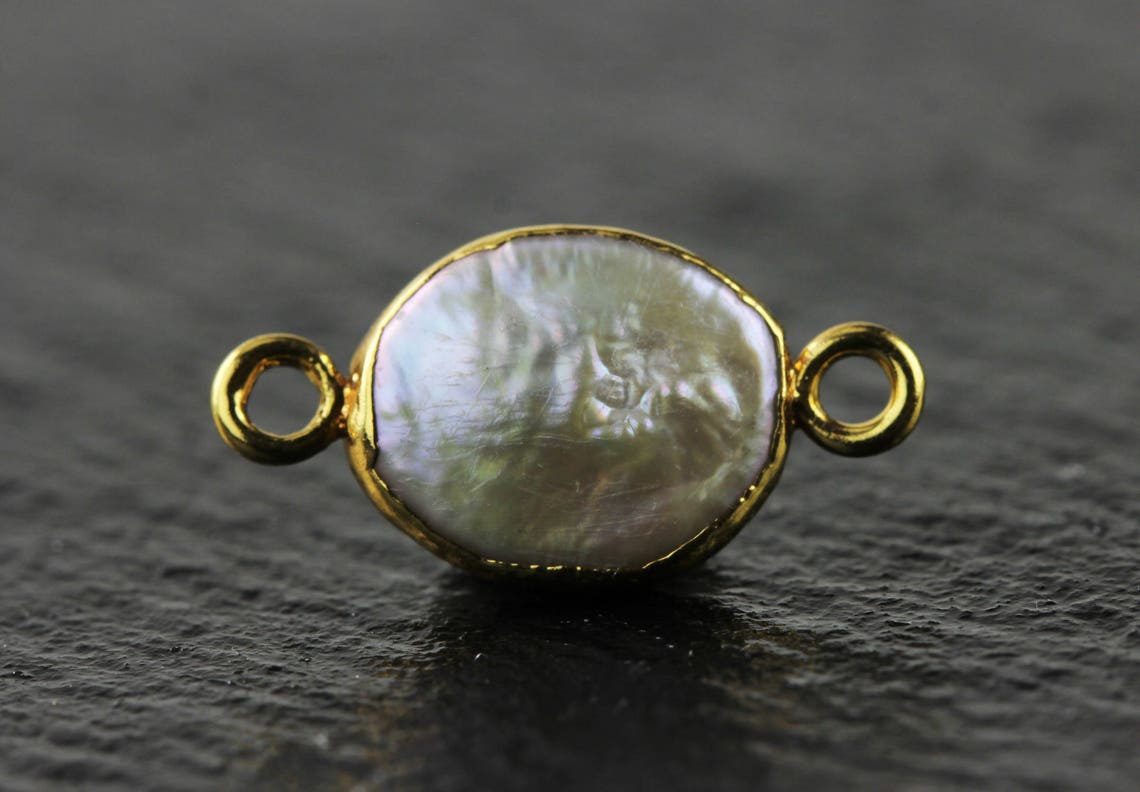 Freshwater Pearl Connectors Gold Electroplated ONE Free Form | Etsy