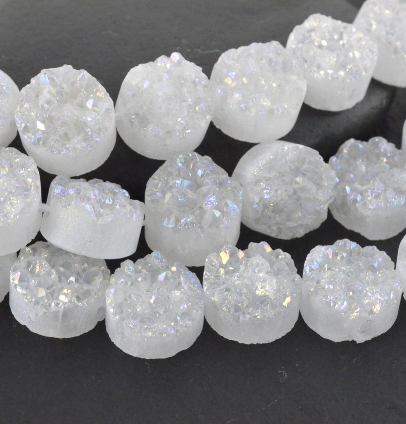 White Druzy Quartz Beads Your Choice of 1 2 or 4 14mm - Etsy