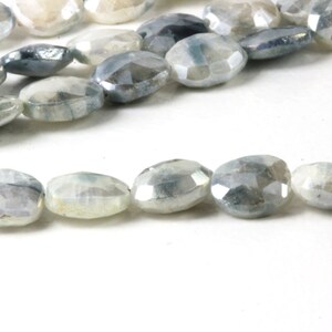 Silverite Faceted Oval Briolettes Gemstones AB Coated, 5mm X 7mm, Blue ...