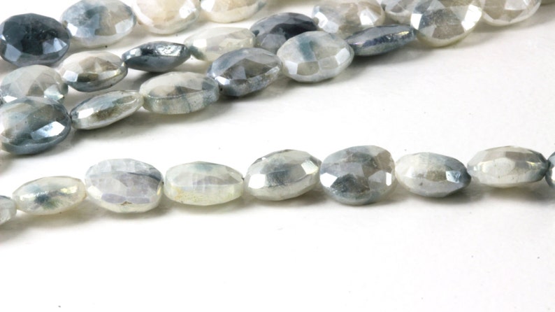 Silverite Faceted Oval Briolettes Gemstones AB Coated, 5mm X 7mm, Blue ...