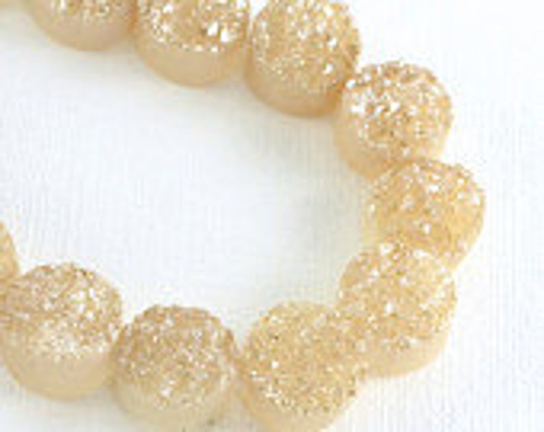 Peach Druzy Quartz Beads, 18.5mm Metallic Titanium Peach , Pair of HUGE ...