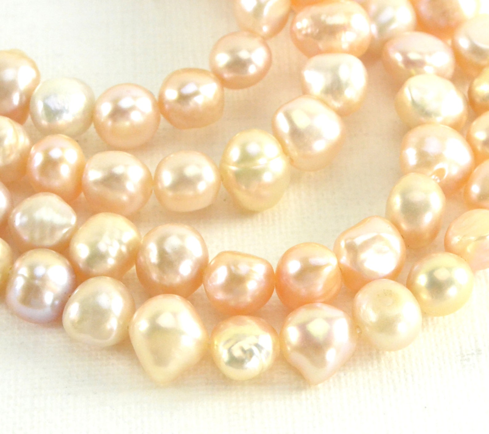 Peach Pearls Freshwater Pearls Blush Round Potato Pearls Your Choice of ...