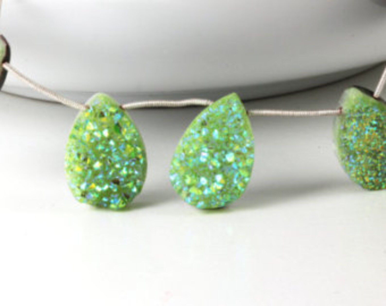 Green Druzy Beads Your Choice of 1 or 2 Focal15mm X 23mm - Etsy