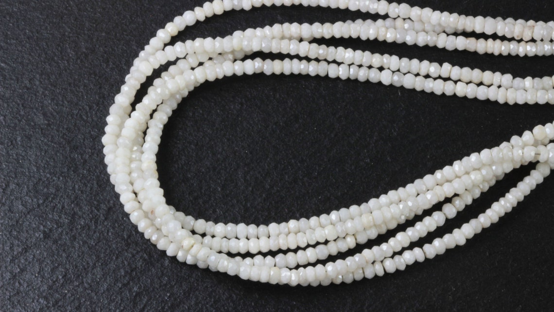 White Silverite Faceted Rondelles Gemstones, AB Coated, 3mm to 3.3mm ...