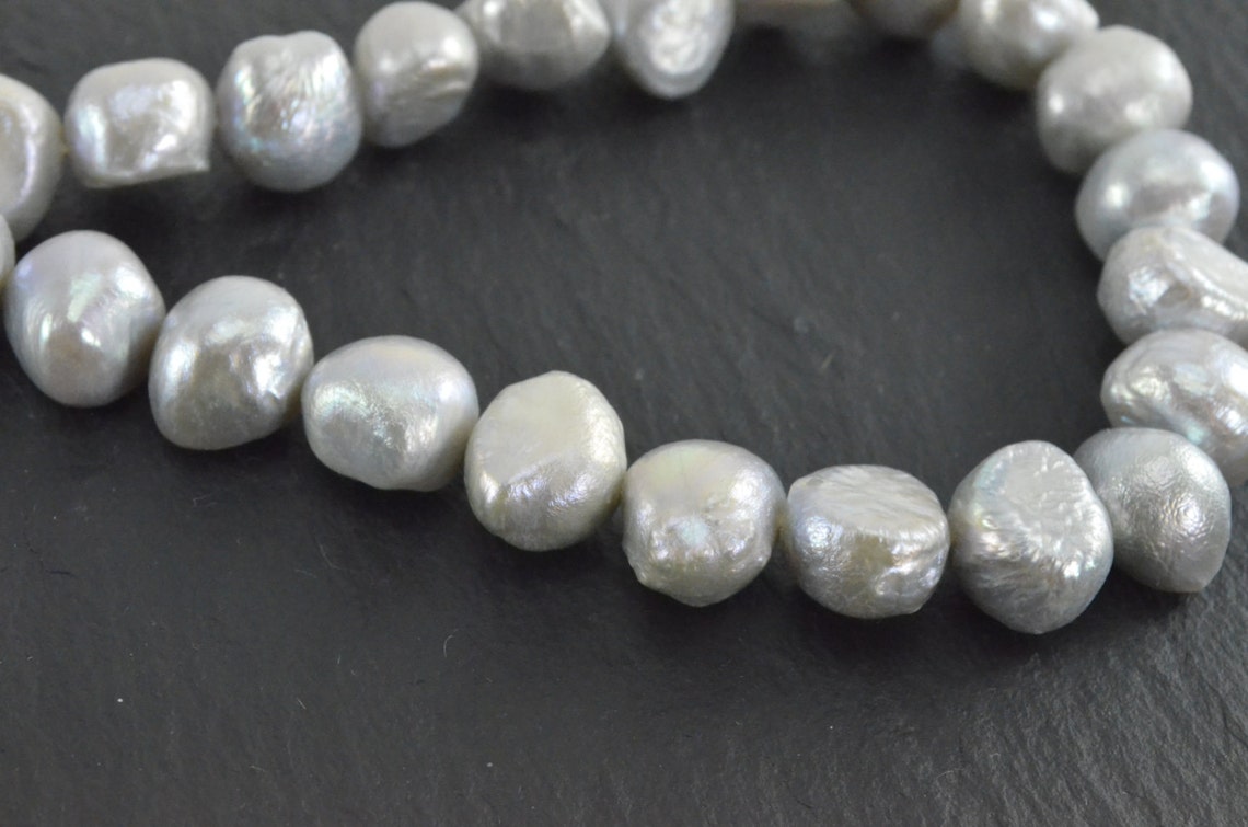 Silver Pearls Grey Potato Pearls Druzy Pearls Large Size 7mm X 9mm ...