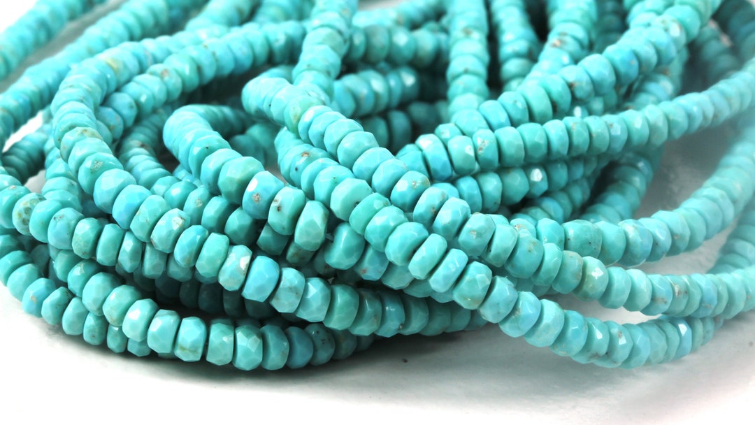 Sleeping Beauty Turquoise Rondelle Beads Faceted Turquoise 3.5mm to 4mm ...