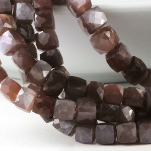 Chocolate Moonstone Faceted 3D Cube Natural Moonstone, You Choice 1, 2 ...