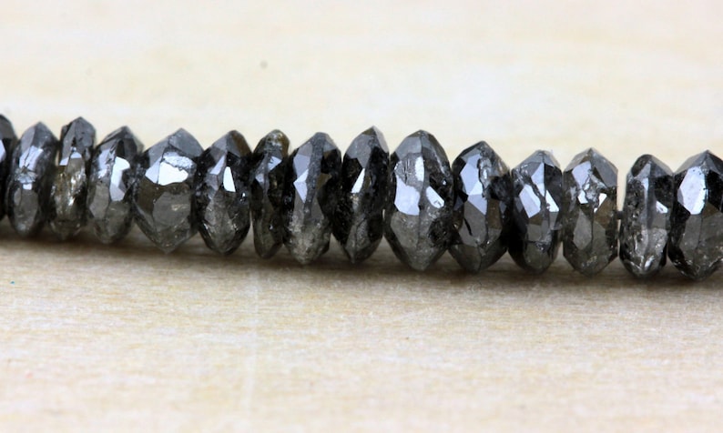 Charcoal Diamond Faceted Rondelle Diamonds, Your Choice of 1, 2, 4, 6 ...