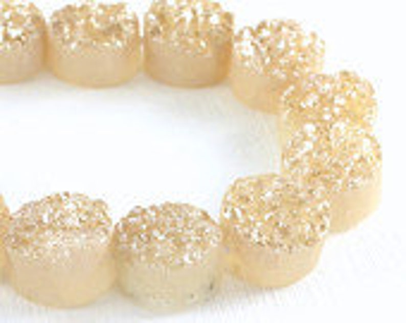 Peach Druzy Quartz Beads, 18.5mm Metallic Titanium Peach , Pair of HUGE ...