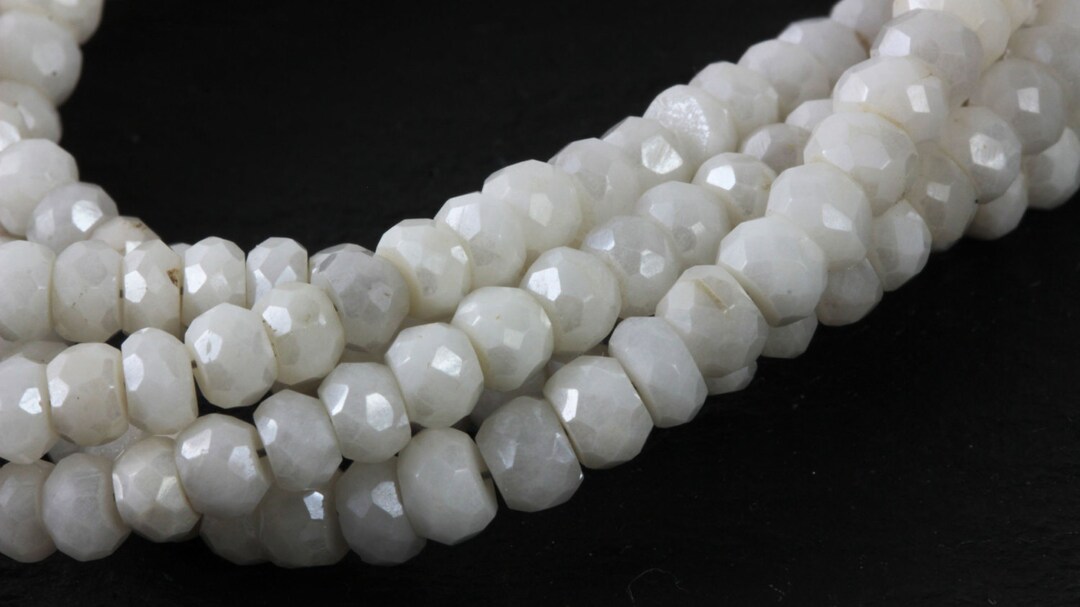 White Silverite Faceted Rondelles Gemstones, AB Coated, 3.5mm to 4mm ...