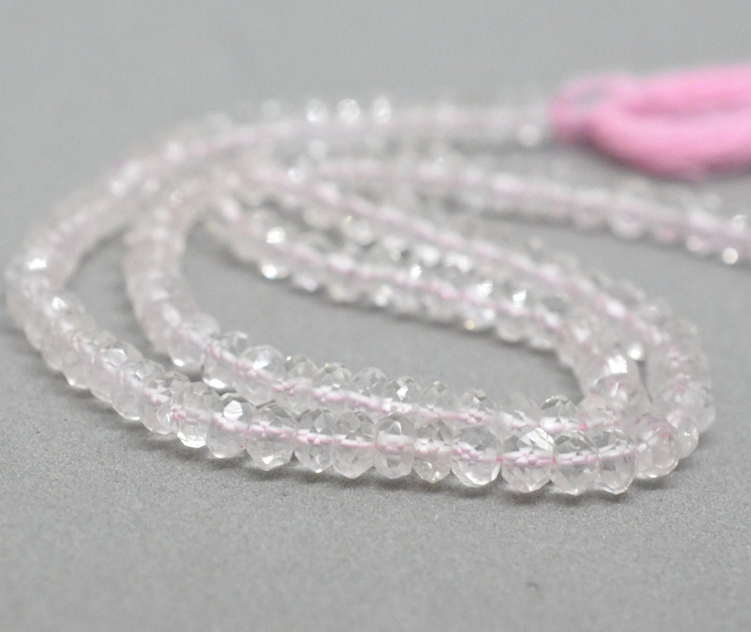 Rose Quartz Rondelles 3mm to 3.5mm Faceted Gemstone Rondelles ...