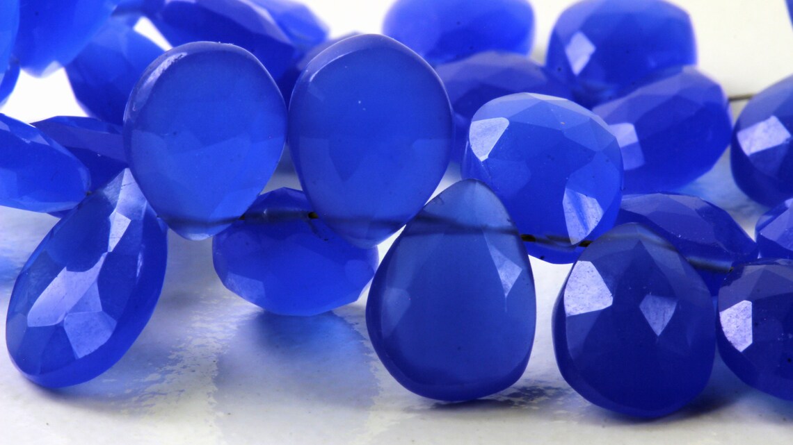Blue Chalcedony Briolettes Cobalt Blue Pear Briolettes 10mm to - Etsy