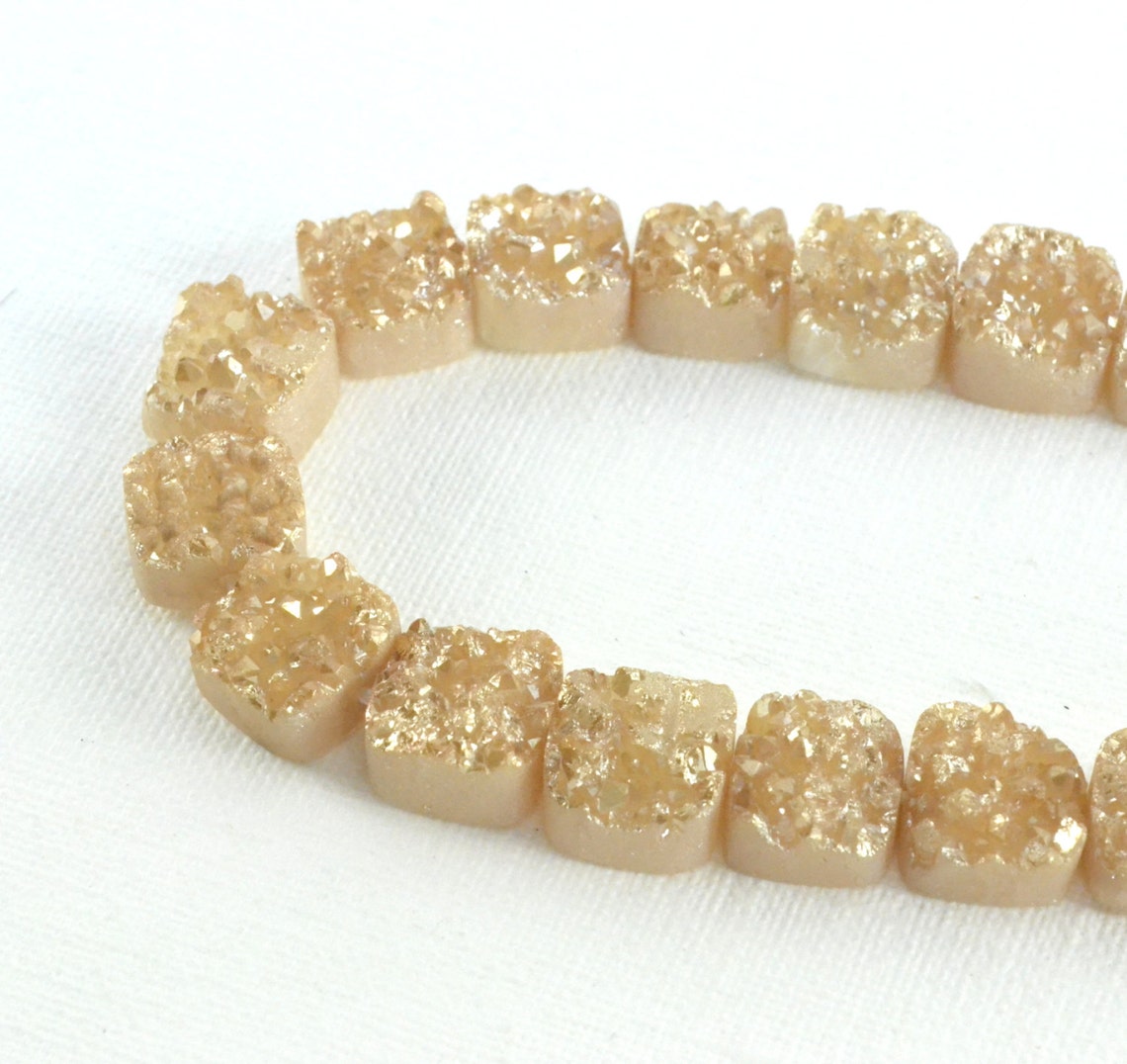 Druzy Quartz Beads Set of 2 or 4 Druzys 10mm Metallic Peach | Etsy