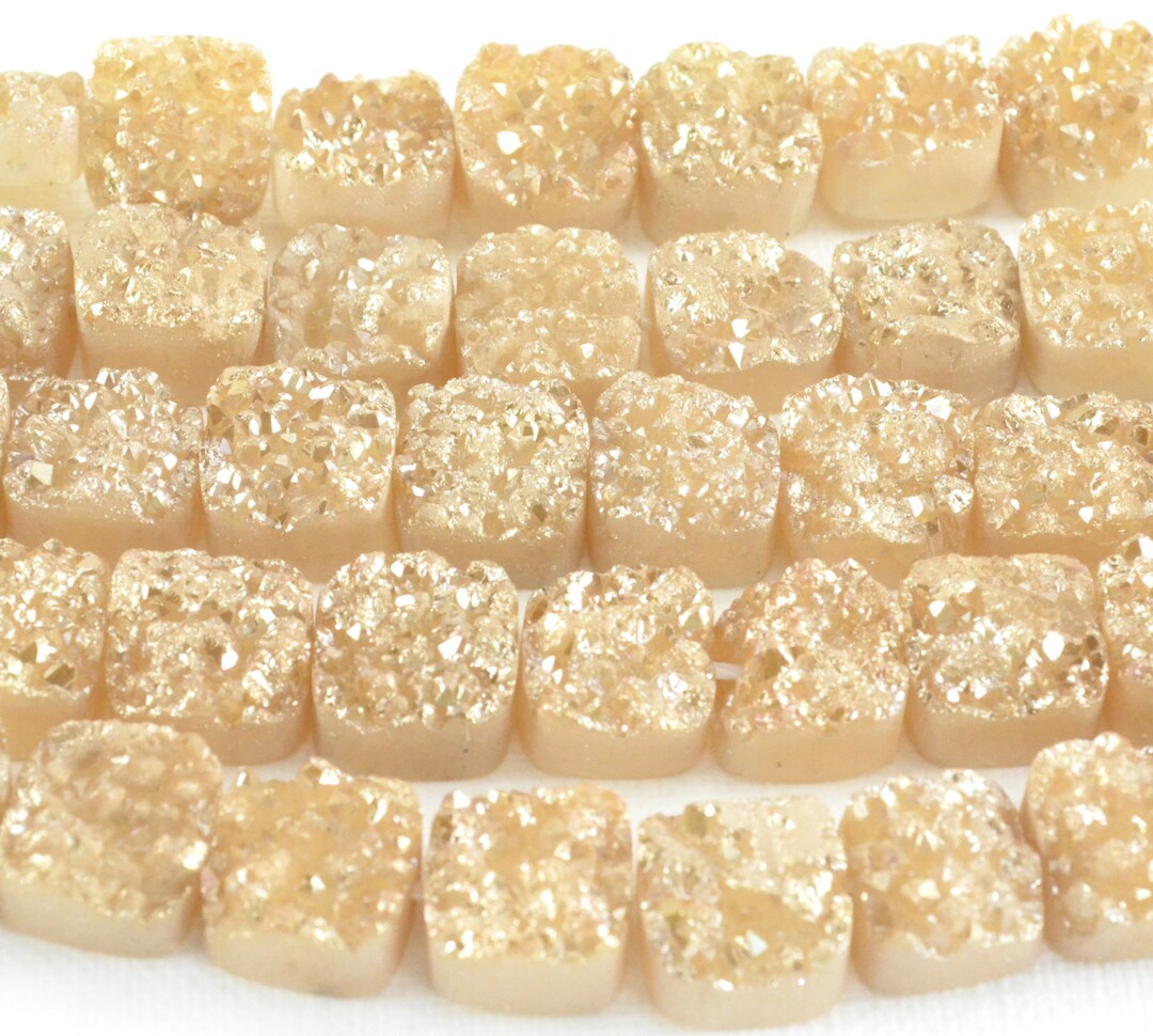 Druzy Quartz Beads, Set of 2 or 4 Druzys, 10mm Metallic Peach Rose Gold ...