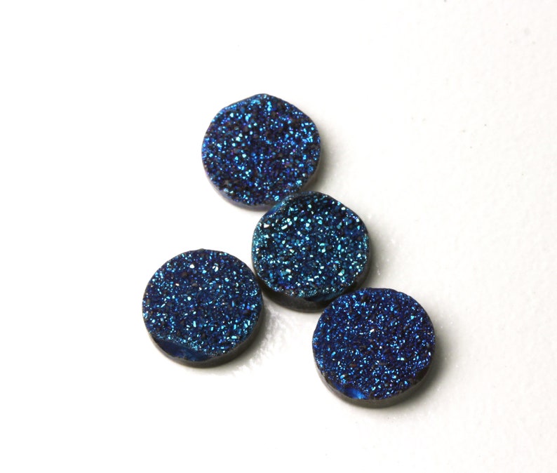 Druzy Cabochon No Hole Titanium Agate Blue Druzy Gemstone - Etsy