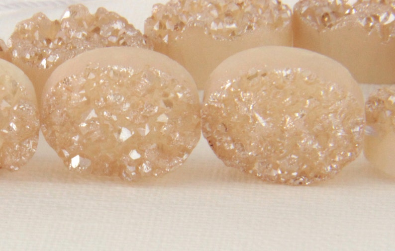 Peach Druzy Quartz Beads ONE or PAIR or Four 10.5mm X 14.5mm - Etsy