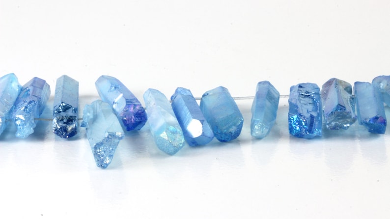 Titanium Quartz Beads, Metallic Blue, Crystal Points, Stick Beads ...