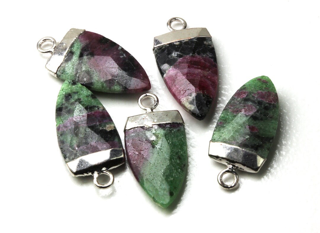 Natural Ruby Zoisite Faceted Dagger Pendant Gemstone/w Silver or Gold ...